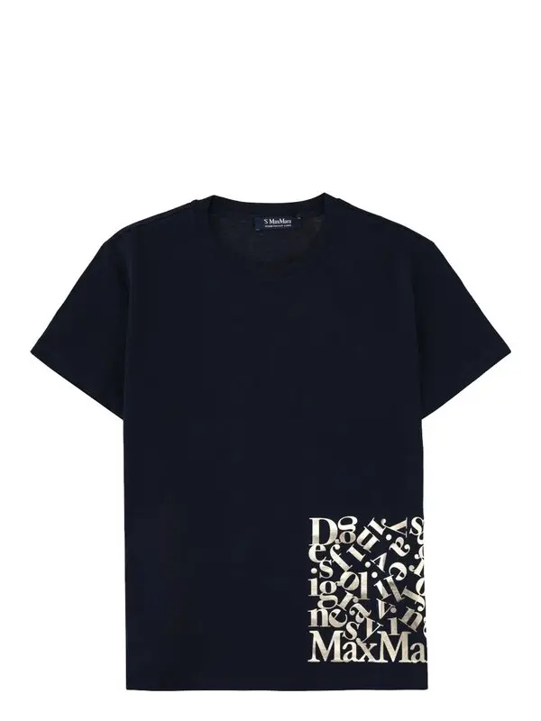Max Mara Logo Cotton T-shirt - Blue