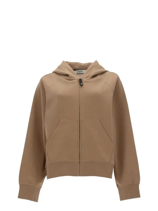 Max Mara Zip-front Hoodie Sweatshirt - Beige