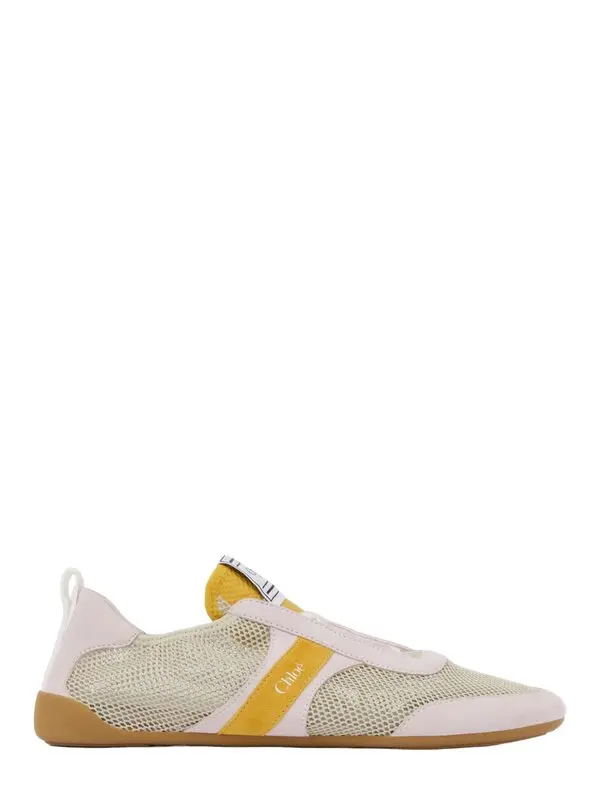 Chloé Suede And Perforated Mesh Lace-up Sneaker - Verde