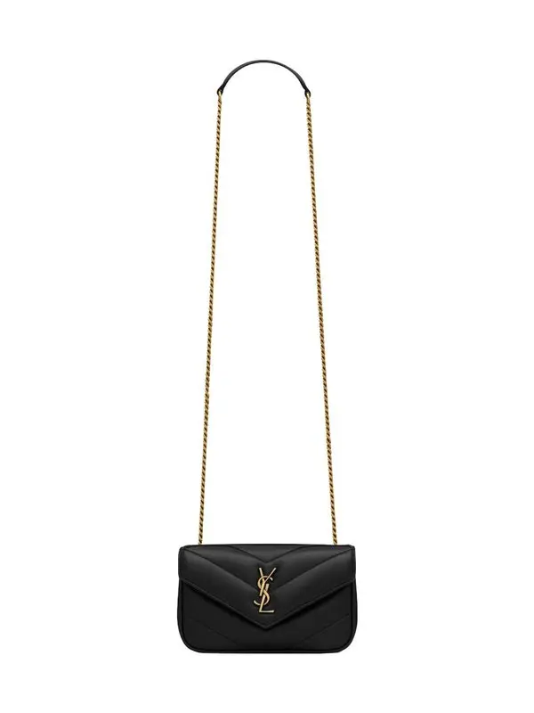 Saint Laurent Loulou Mini Lamb Leather Crossbody Bag - Black