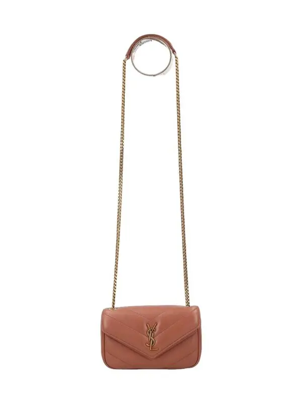 Saint Laurent Mini Loulou Crossbody Bag In Lamb Leather - Brown