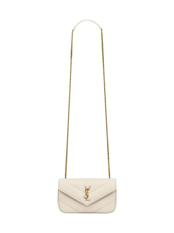 Saint Laurent Loulou Mini Lamb Leather Crossbody Bag - Ivory