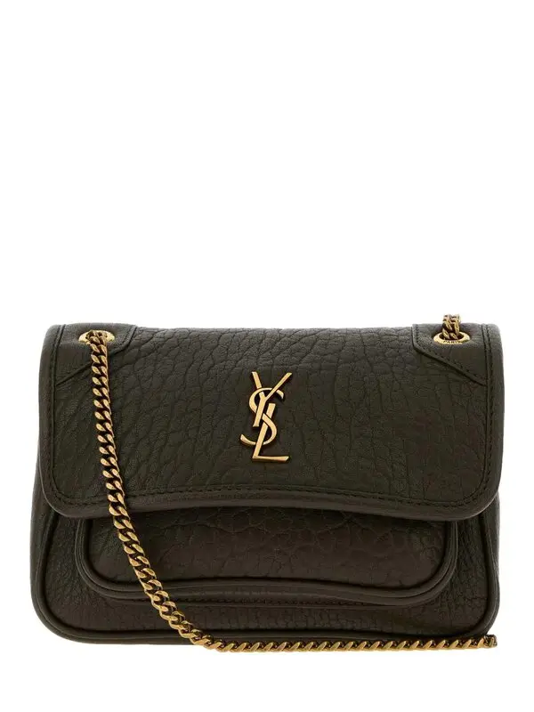 Saint Laurent Mini Niki Crossbody Bag In Lamb Leather - Green