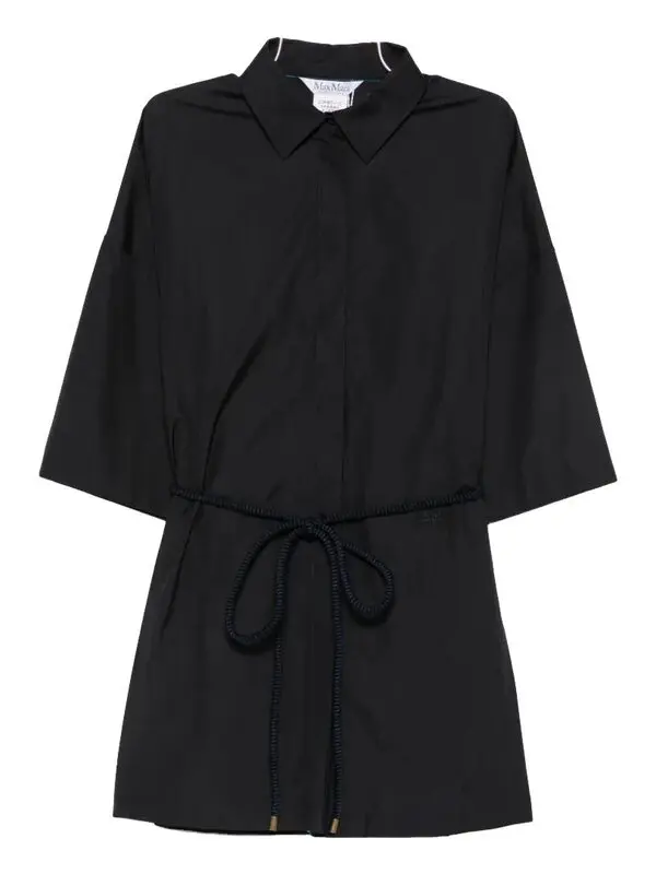 Max Mara Cotton Shirt Dress With Adjustable Front Drawstring - Blu