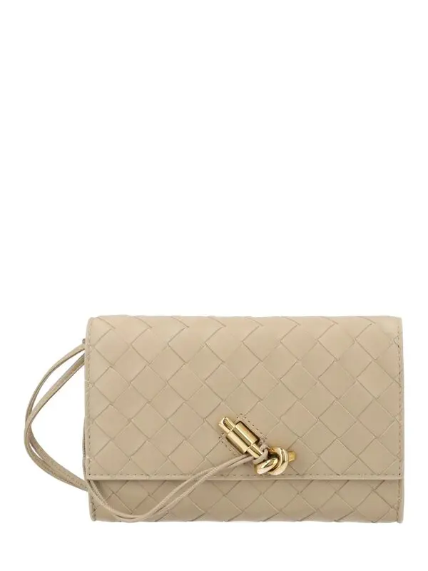 Bottega Veneta Andiamo Mini Clutch In Lamb Leather - Beige