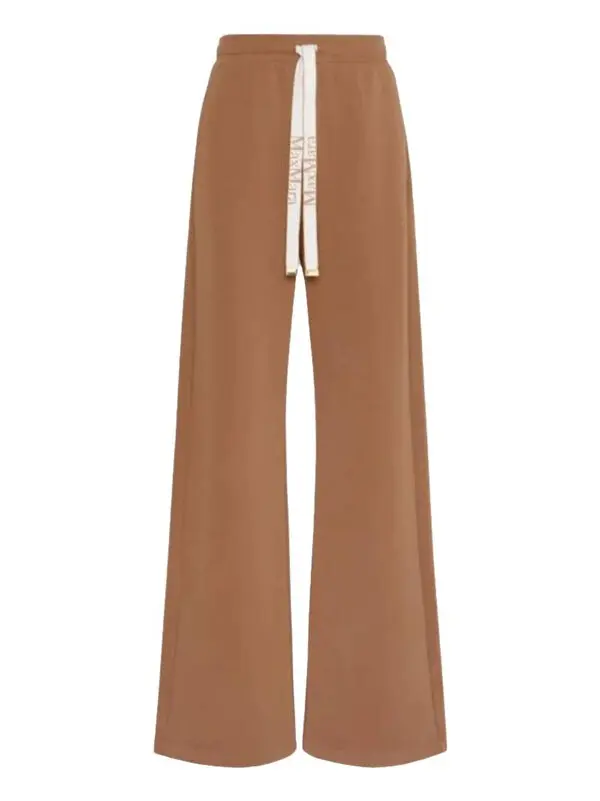 Max Mara Wide-leg Cotton-blend Trousers - Marrone