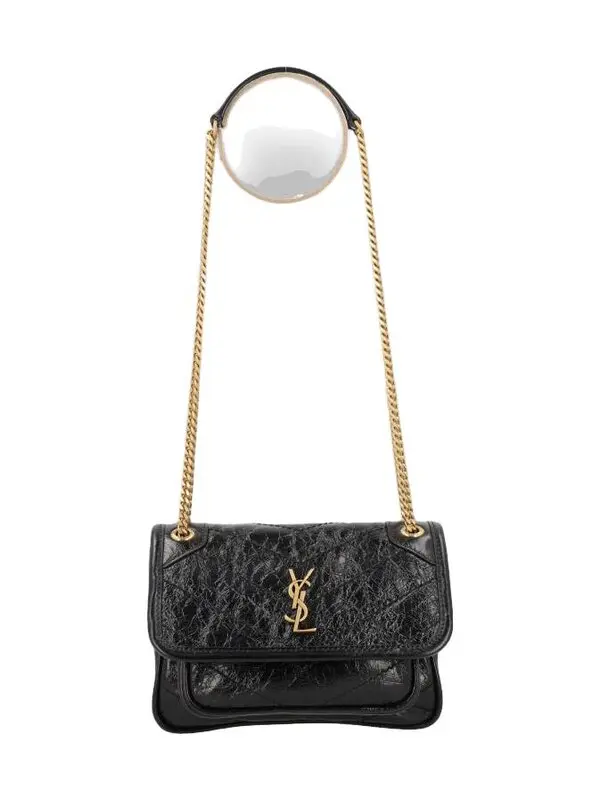 Saint Laurent Mini Niki Bag In Vintage Calfskin Leather - Black