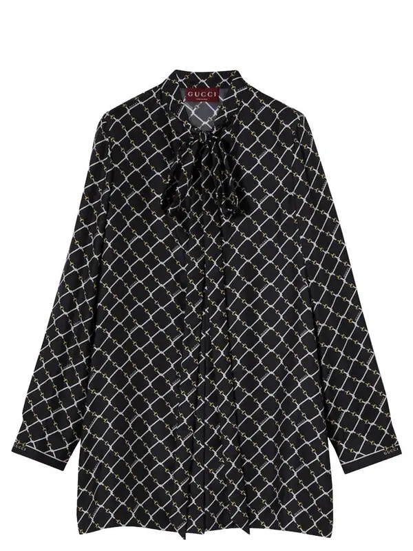 Gucci Printed Silk Twill Dress - Black