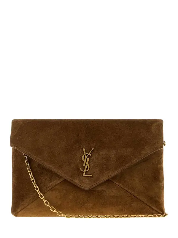 Saint Laurent Small Suede Cassandre Crossbody Handbag - Camel