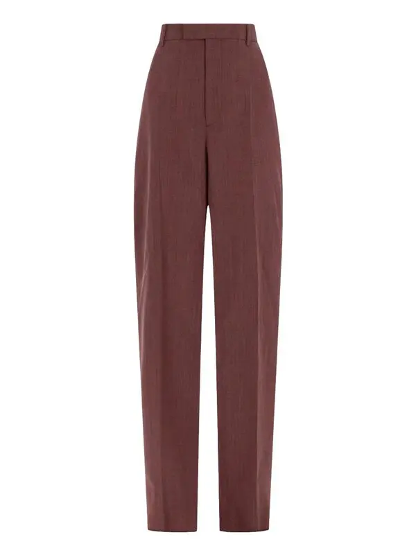 Bottega Veneta High-waist Wool-linen Tailored Pants - Pink