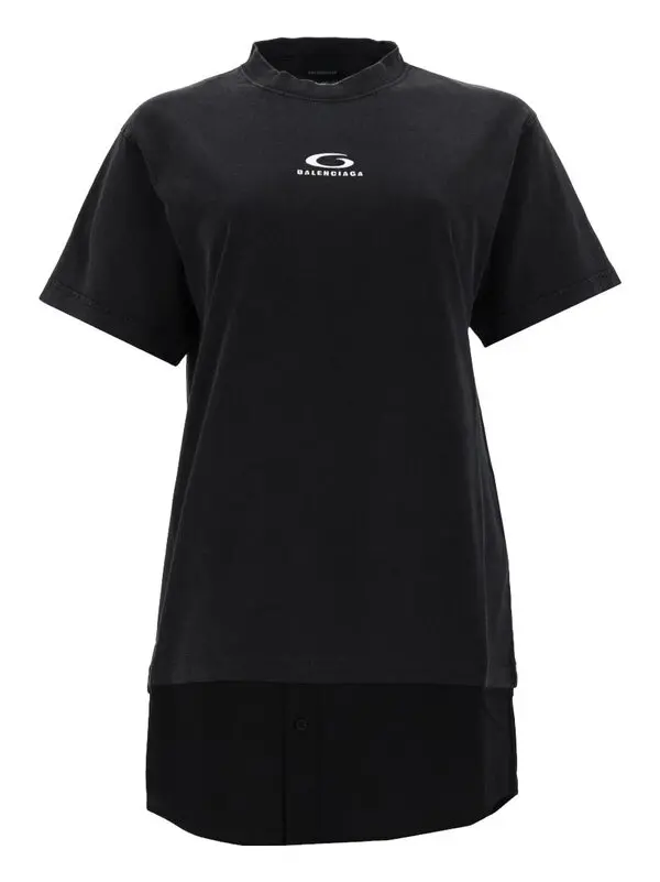 Balenciaga Cotton Hybrid Shirt Dress - Black