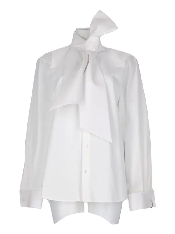 Saint Laurent Lavallière-neck Cotton Poplin Shirt - White