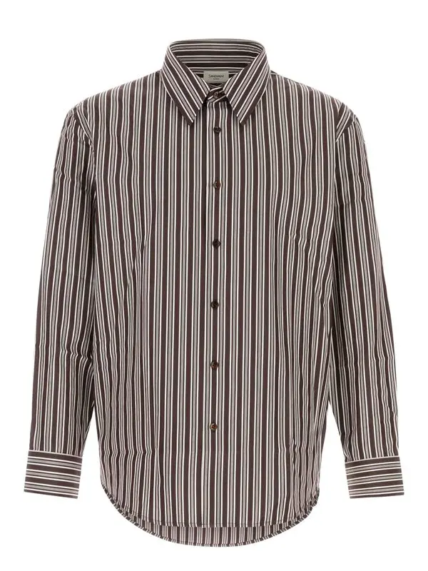 Saint Laurent Embroidered Poplin Shirt With Striped Detail - Stripped