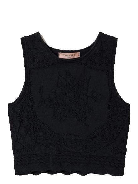 TWINSET Crochet-knit Crop Top - Black