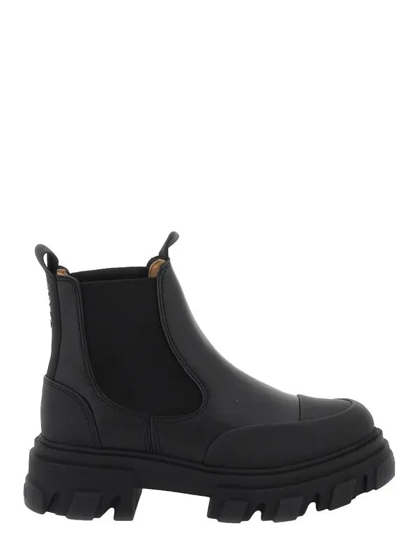 GANNI Cleated Low Chelsea Boots - Black