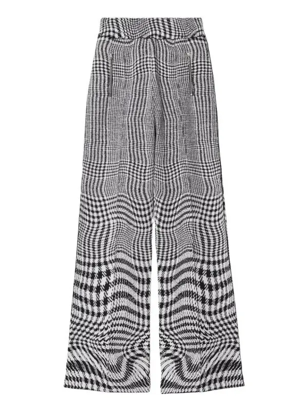 Burberry Houndstooth Jacquard Wide-leg Trousers - Gray