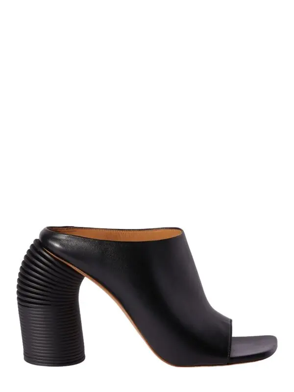 Off-White Open-toe Leather Mules - Black