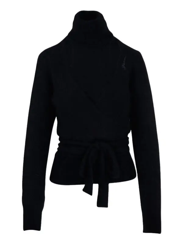 GANNI Brushed Wrap Blouse - Black