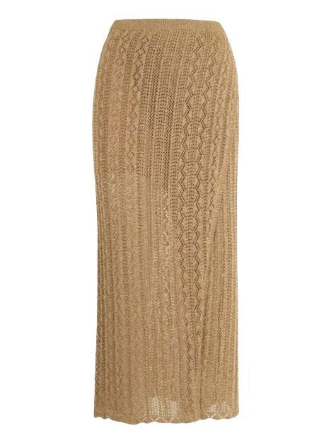 TWINSET Lurex Knit Long Skirt - Brown