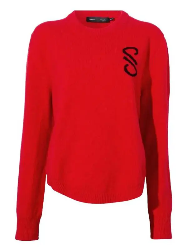 Proenza Schouler Intarsia Knit-logo Merino-wool Jumper - Red