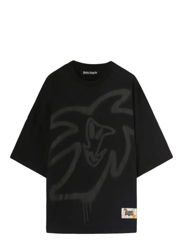 Palm Angels Graffiti Print Crewneck T-shirt - Black