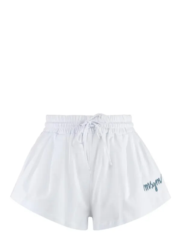 MSGM Logo Embroidered Drawstring Shorts - White