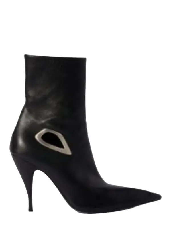 Off-White Crescent Pointed Toe Ankle Boots - Black