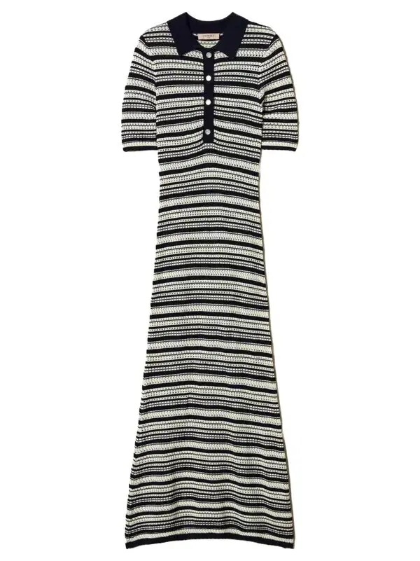 TWINSET Short-sleeved Striped Dress - Gray