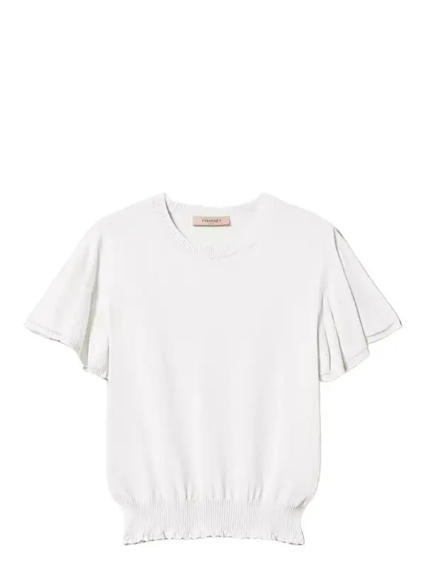 TWINSET Scalloped-hem Knitted T-shirt - White