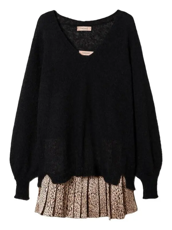 TWINSET V-neck Panelled Minidress - Black