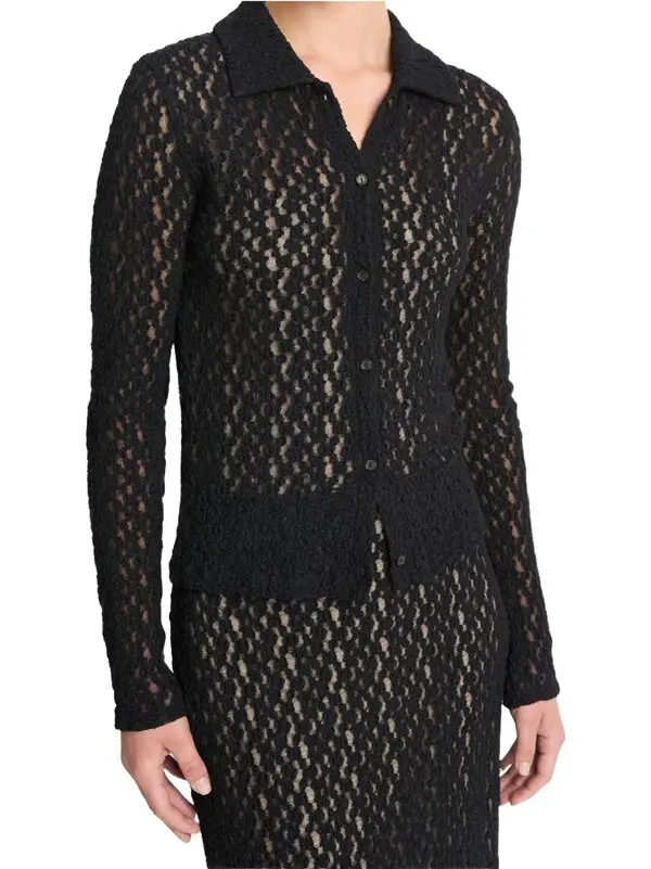 Vince Floral Smocked Long-sleeved Button-up Top - Black