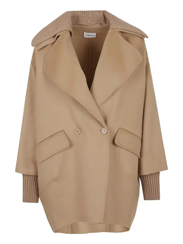 P.a.r.o.s.h Oversized Knit-trim Coat - Light Brown