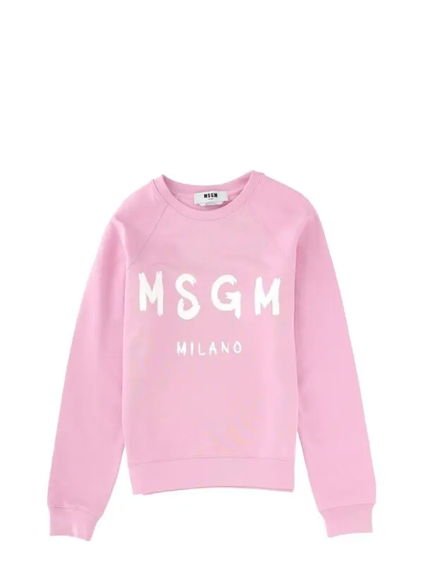 MSGM Logo Print Crewneck Sweatshirt - Pink