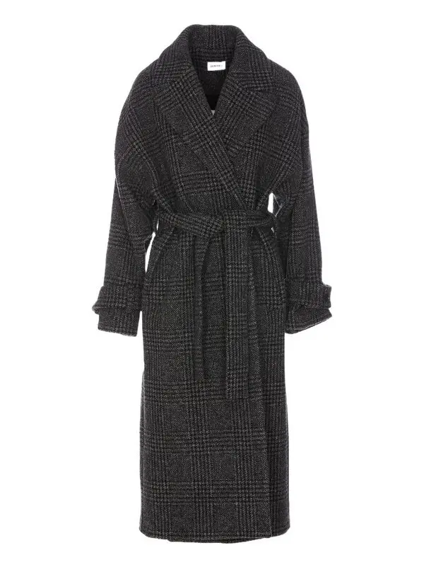 P.a.r.o.s.h Plaid-check Long Sleeved Belted Trench Coat - Black