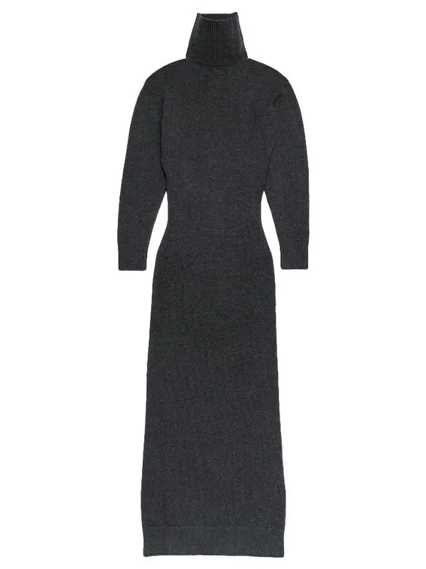 AMI Paris Long-sleeved Ribbed-knit Dress - Black