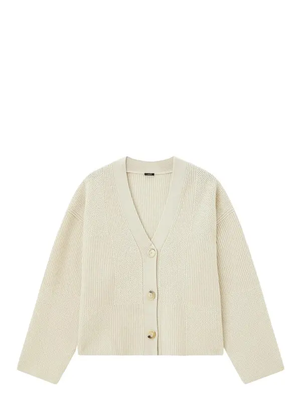 JOSEPH Ribbed Button Cardigan - Nude