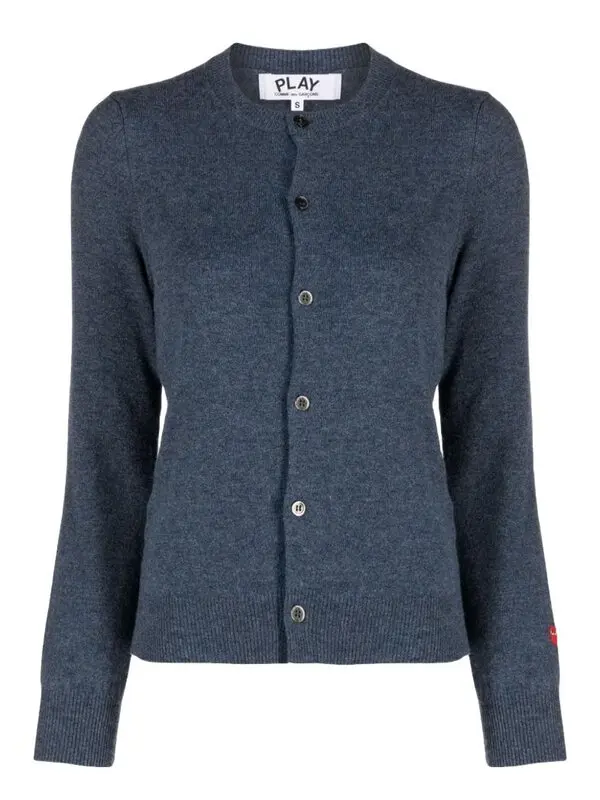 Play Comme Des Garcon Melange-effect Wool Cardigan - Blue