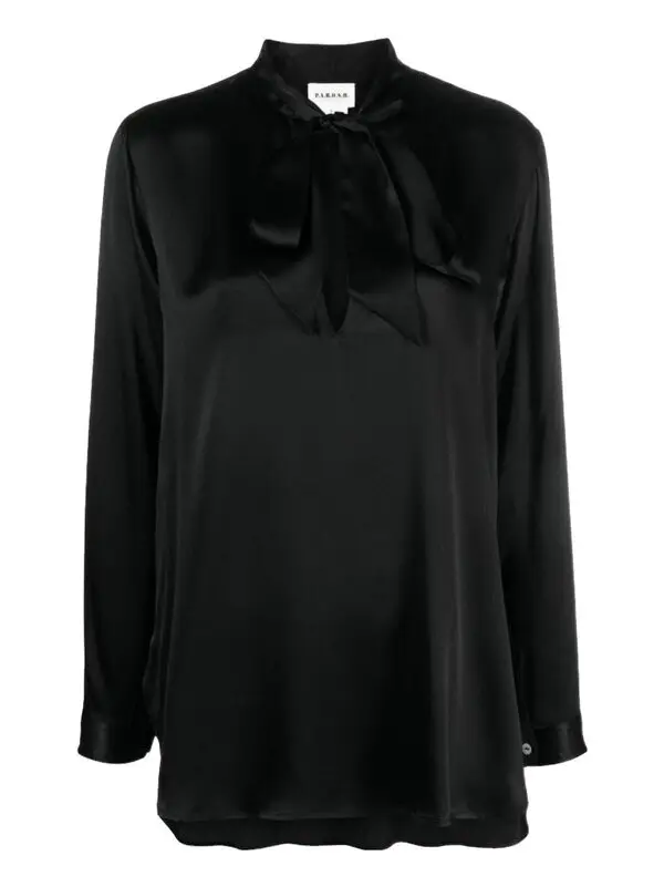 P.a.r.o.s.h Pussy-bow Collar Silk Shirt - Black