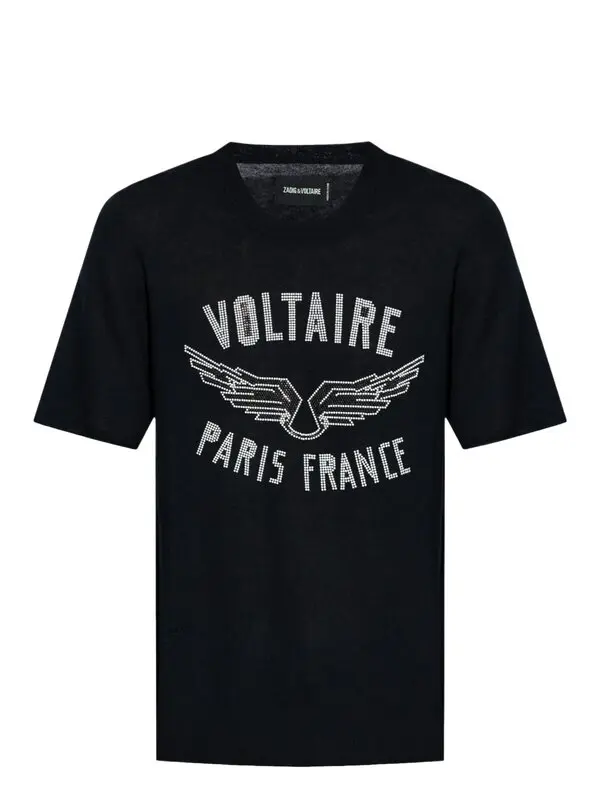 Zadig&Voltaire Ida Diamante Wings Short-sleeved Jumper - Black