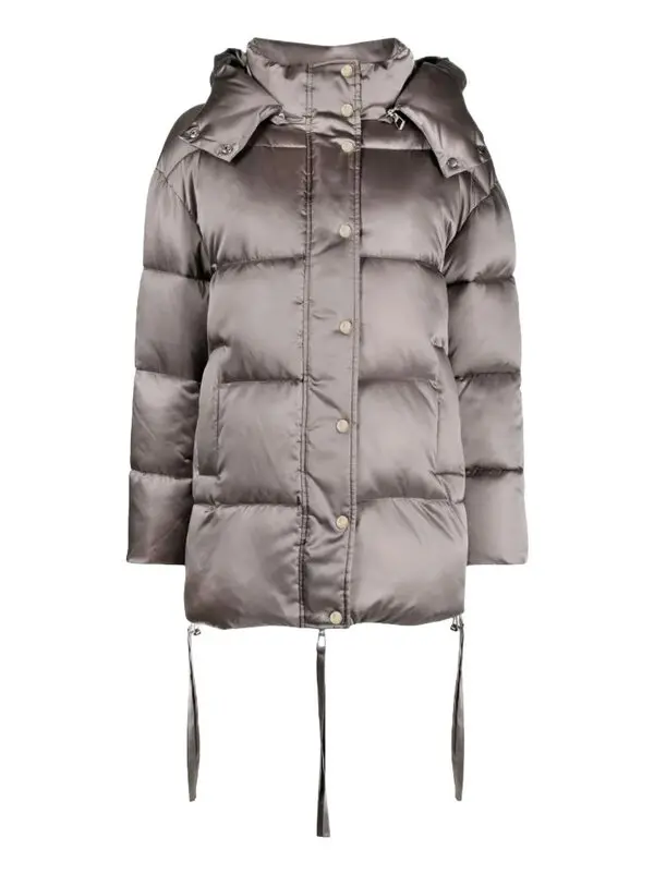 P.a.r.o.s.h Satin-finish Hooded Padded Coat - Gray