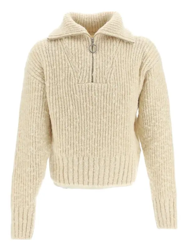 AMI Paris Half-zipped Knitted Jumper - Nude