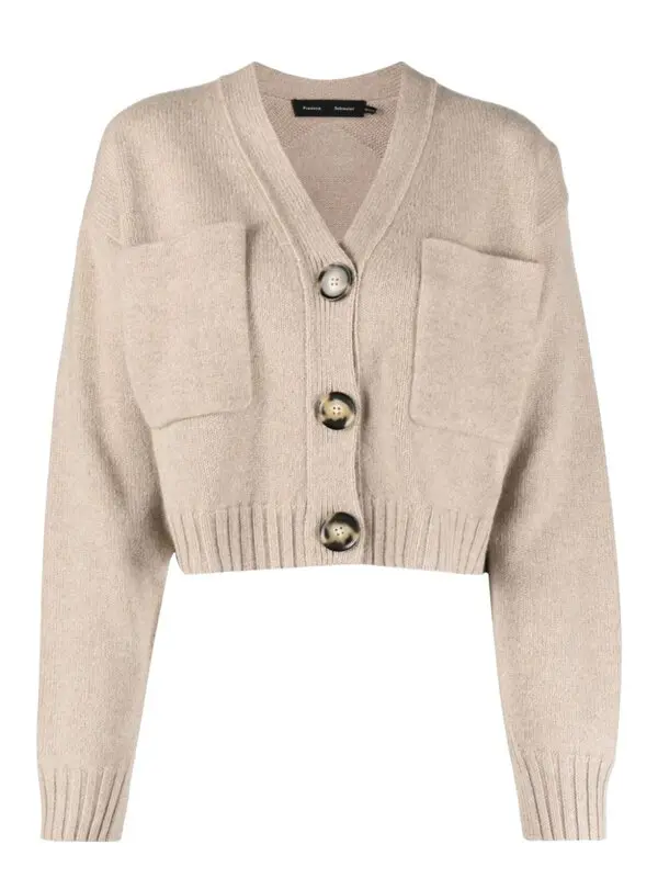 Proenza Schouler Tortoiseshell-buttons Ribbed-knit Cardigan - Nude
