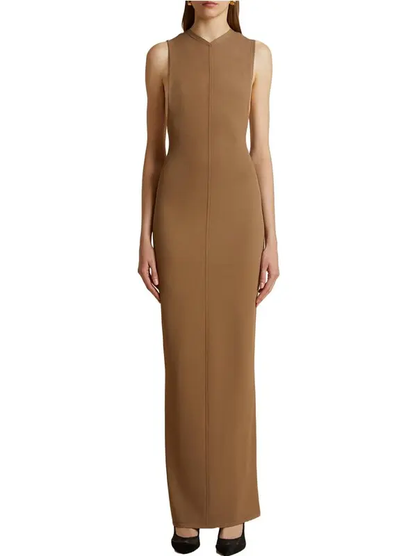 Khaite Terri V-neck Maxi Dress - Brown