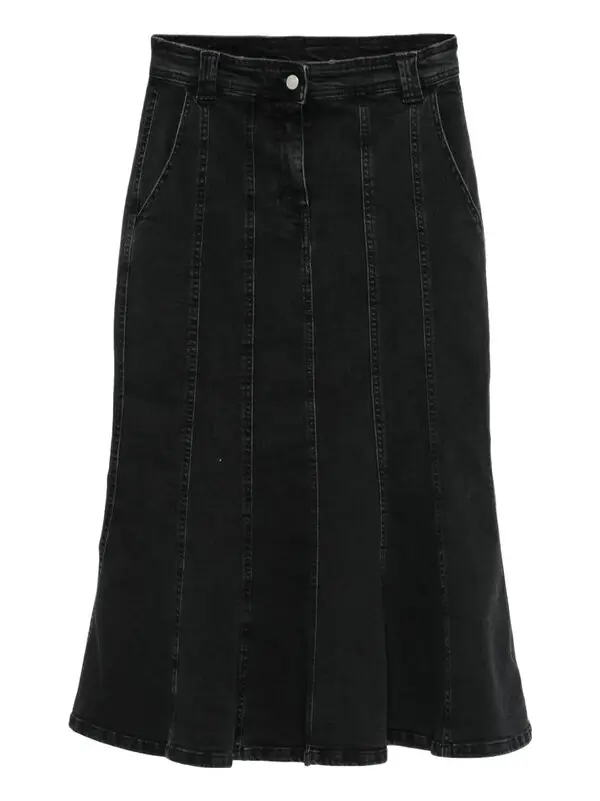 TWINSET Pleated Denim Skirt - Black