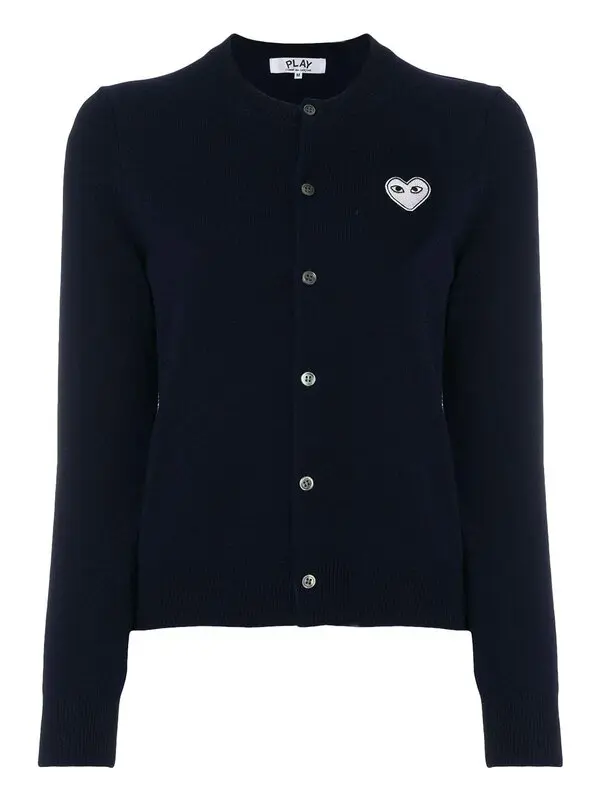 Play Comme Des Garcon Embroidered Heart Cardigan - Black