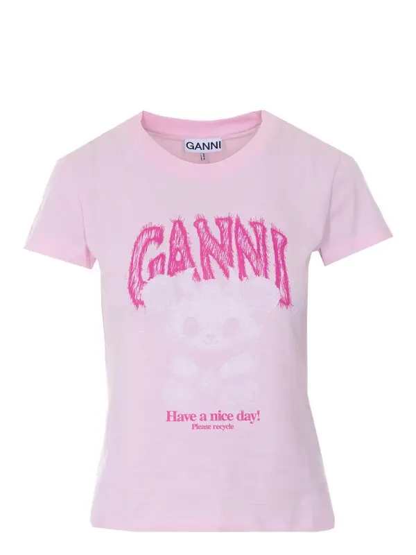 GANNI Graphic Logo T-shirt - Pink