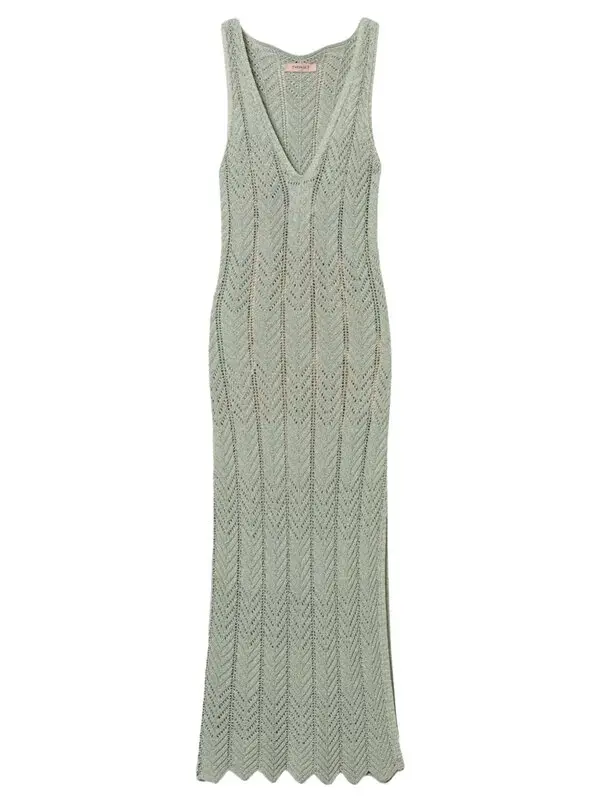 TWINSET Lurex Knit Midi Dress - Gray