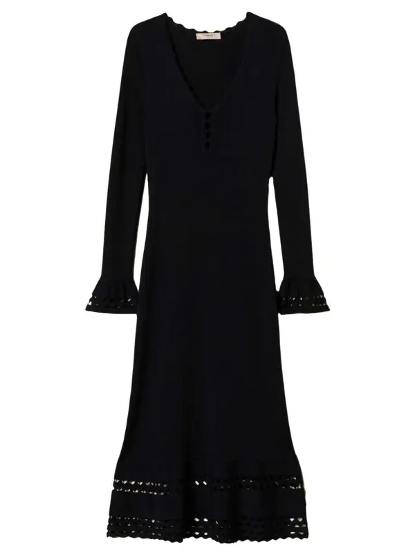 TWINSET Scallop-trim Midi Dress - Black