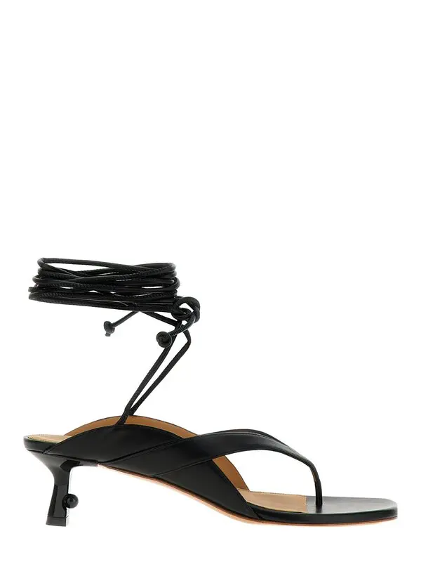 Off-White Lollipop Open Toe Lace-up Sandals - Black