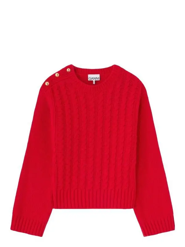GANNI Cable Wool Mix Jumper - Red